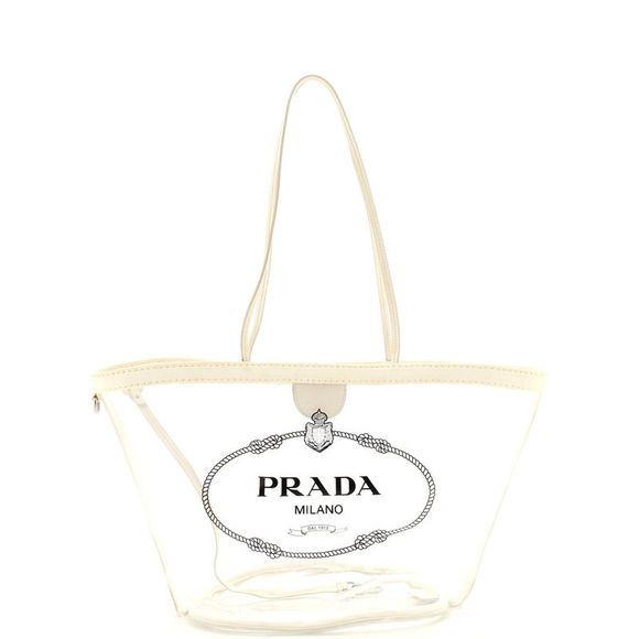 Prada | Bags | Prada Logo Shopper Tote Pvc Clear | Poshmark